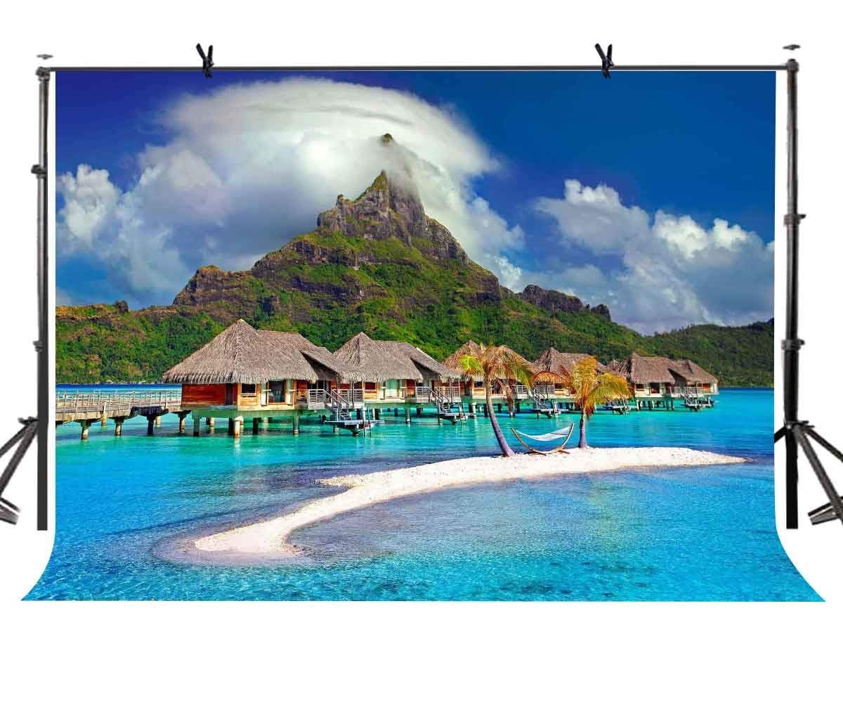 ABPHOTO Polyester 7x5ft Natural Scenery Backdrop Castle Peak Green ...