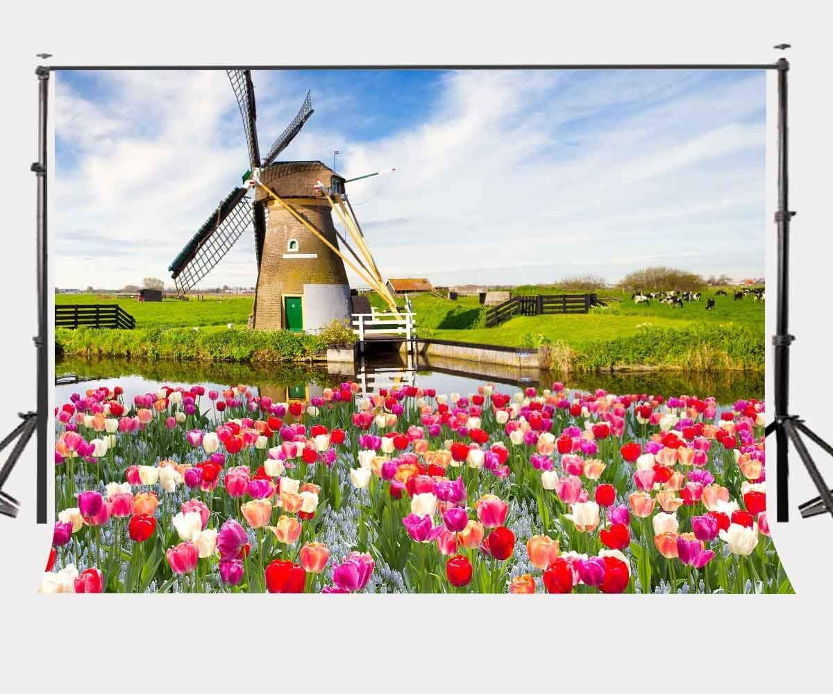 ABPHOTO Polyester 7x5ft Nature Landscape Backdrop Colorful Flowers ...