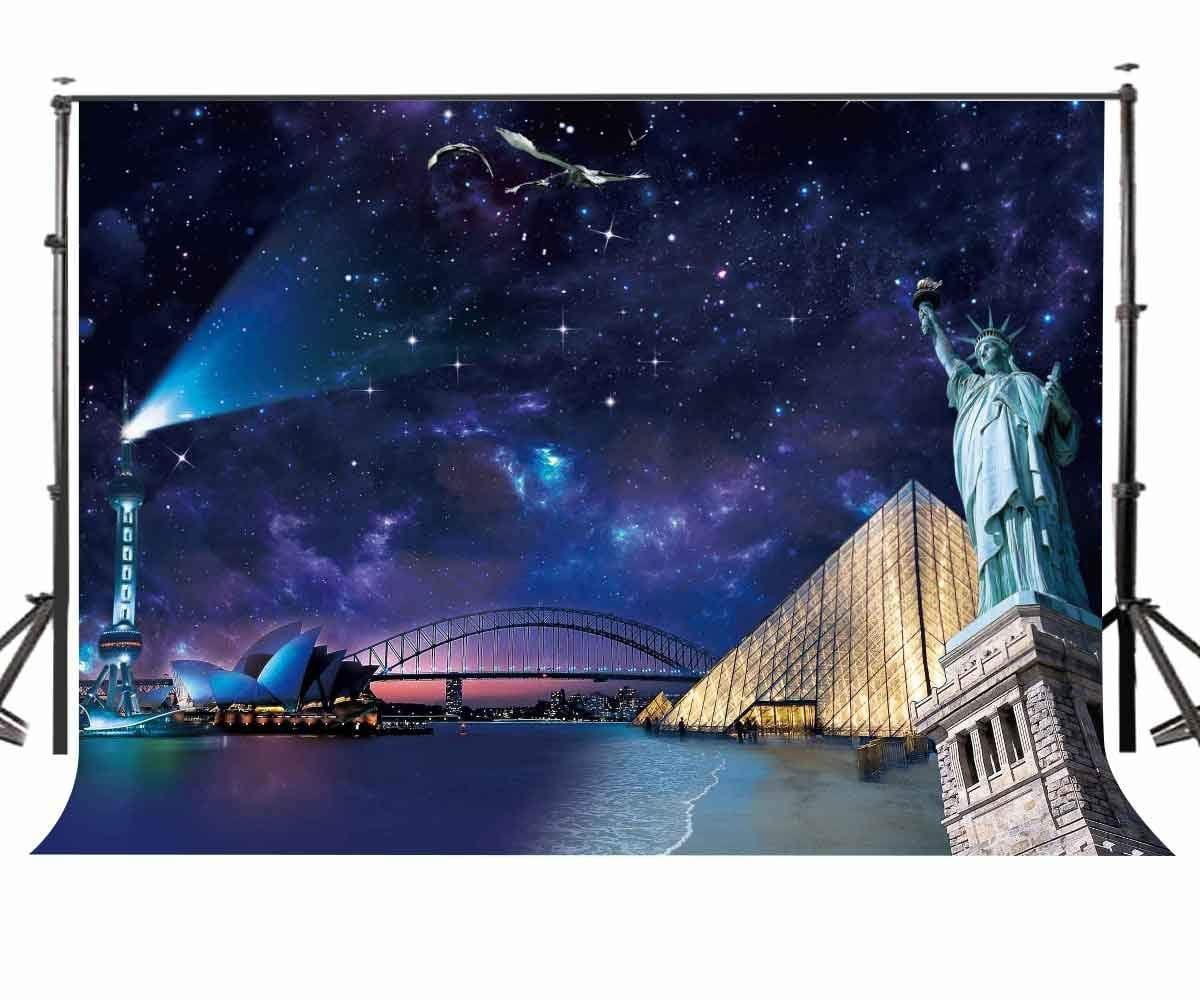 ABPHOTO Polyester 7x5ft Night View Backdrop Modern Building Photography ...