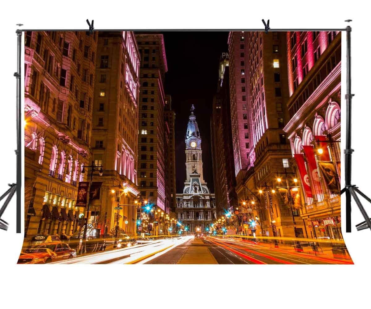 ABPHOTO Polyester 7x5ft Night View Backdrop Modern City Street ...