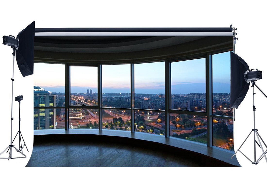 ABPHOTO Polyester 7x5ft Office Room Backdrop Skyscraper Modern Building ...