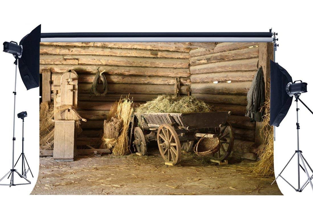 ABPHOTO Polyester 7x5ft Old Barn Backdrop Straw Haystack Backdrops ...