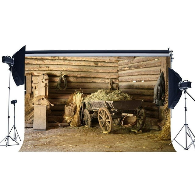 ABPHOTO Polyester 7x5ft Old Barn Backdrop Straw Haystack Backdrops ...