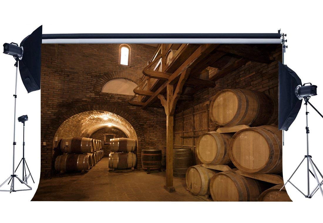 ABPHOTO Polyester 7x5ft Old Wine Cellar Backdrop Rustic Wood Cast ...