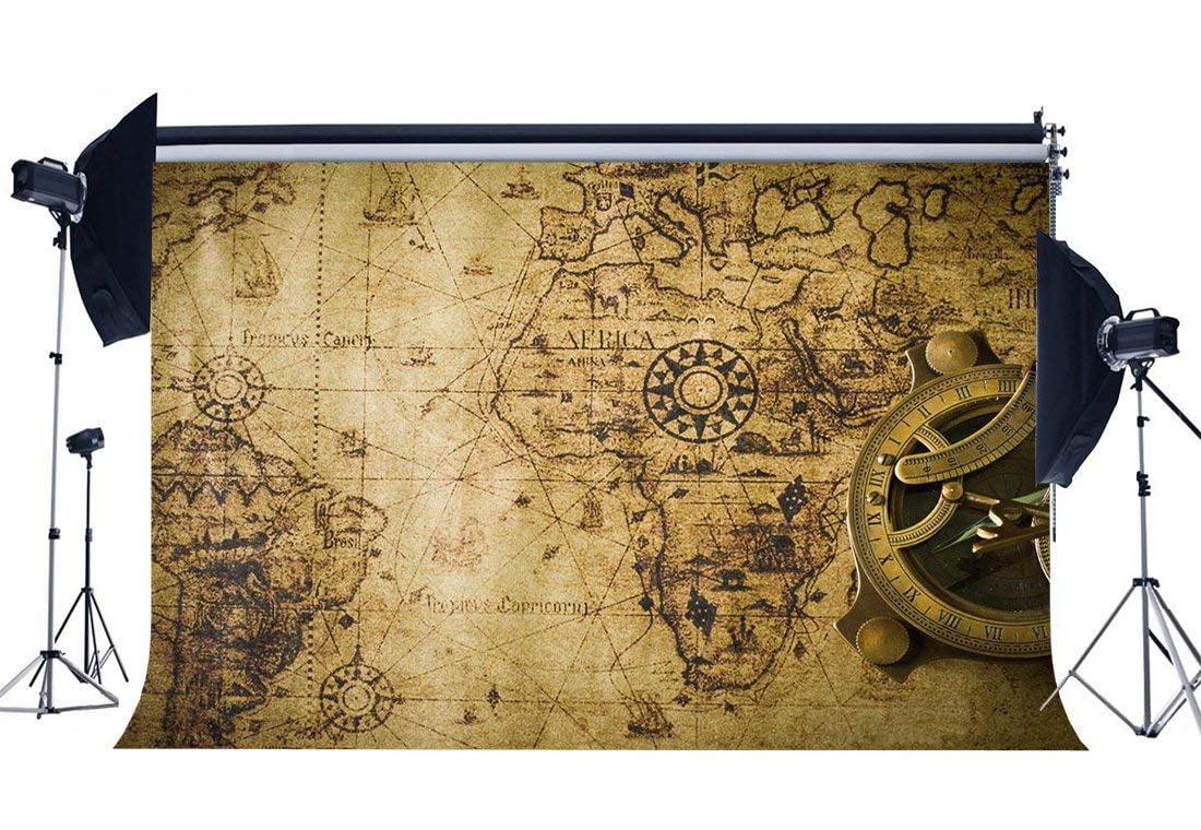 ABPHOTO Polyester 7x5ft Old World Map Backdrop Ocean Sailing Backdrops ...
