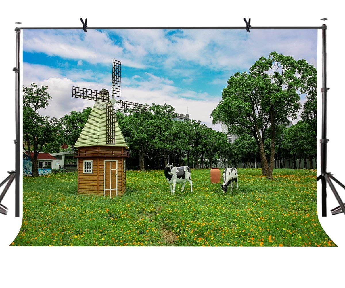 ABPHOTO Polyester 7x5ft Pastoral Farm Backdrop Cozy Pastoral Farm ...