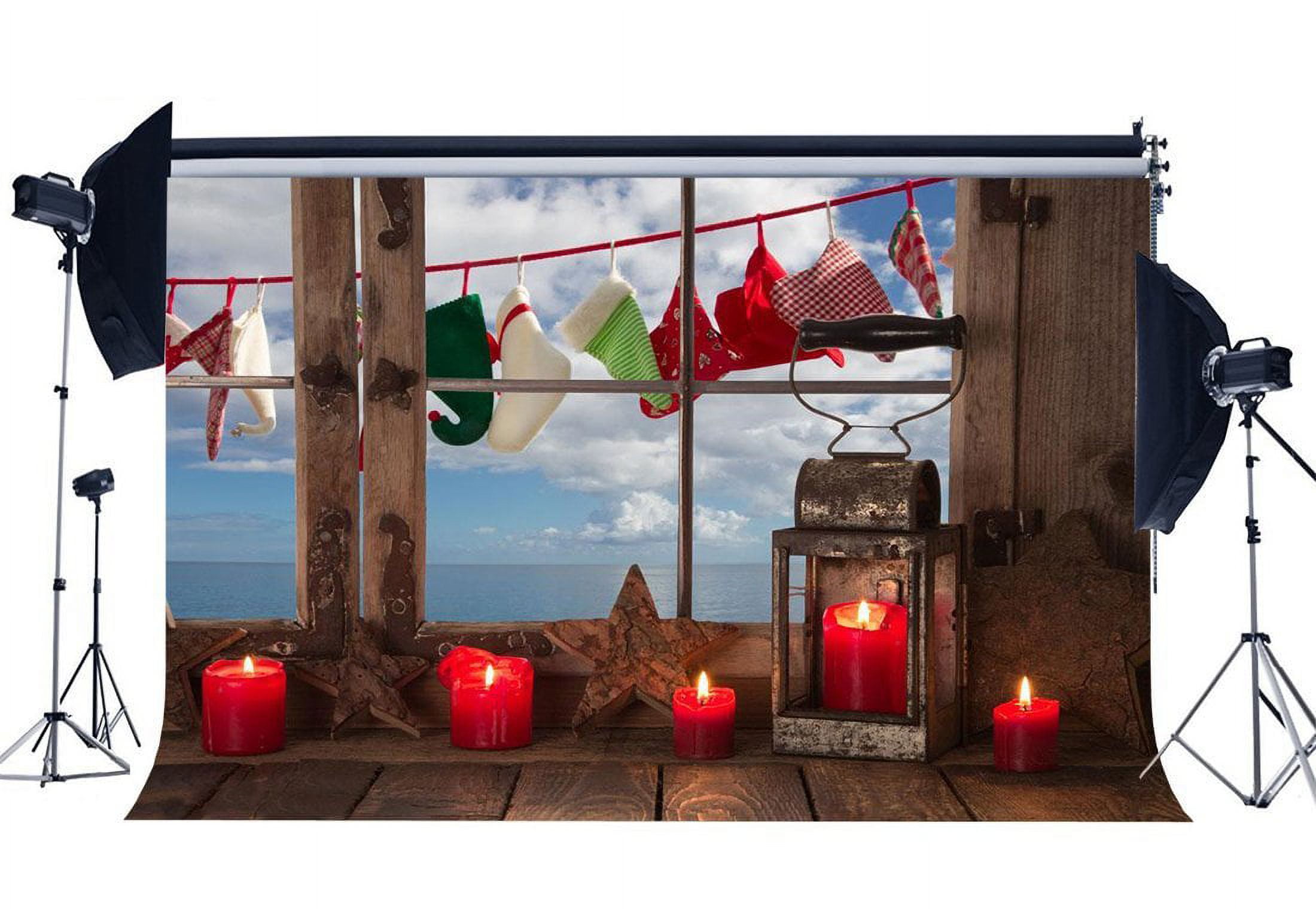 ABPHOTO Polyester 7x5ft Photography Backdrop Christmas Stocking Wood ...
