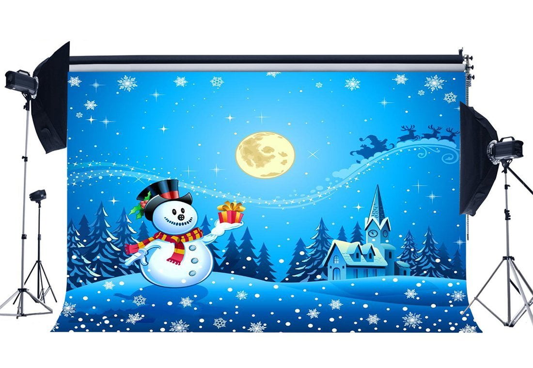 ABPHOTO Polyester 7x5ft Photography Backdrop Christmas Tree Snowman ...
