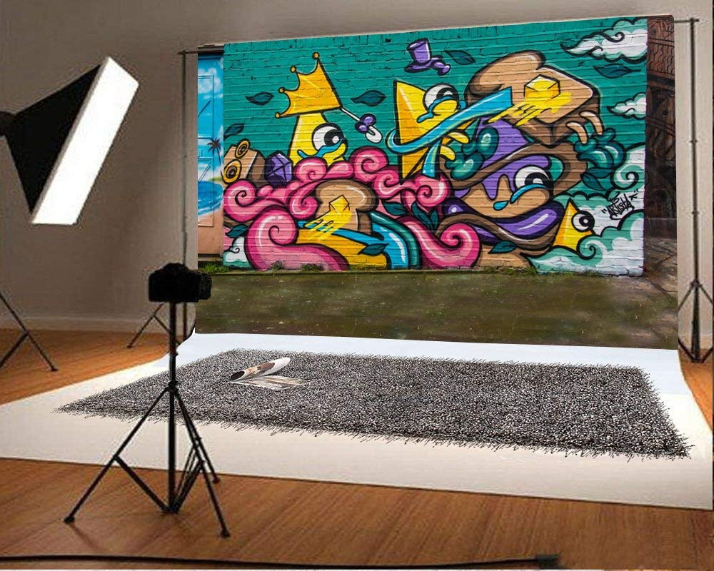 ABPHOTO Polyester 7x5ft Photography Backdrop Graffiti Theme Street ...