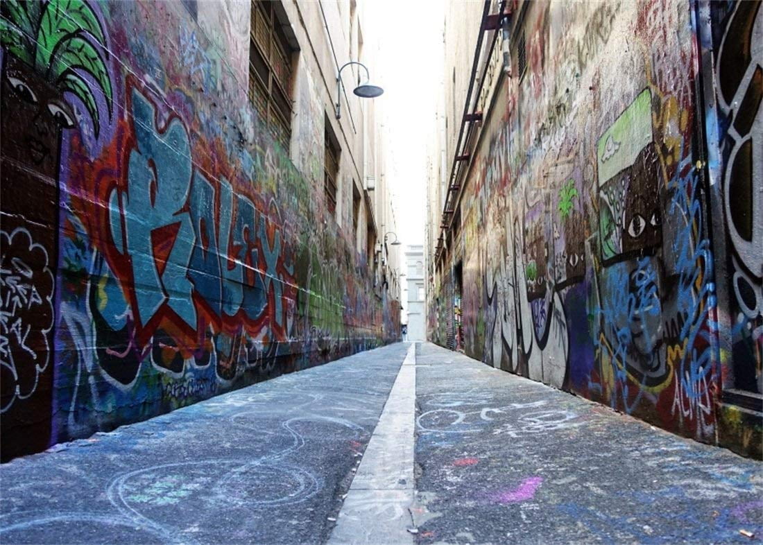 ABPHOTO Polyester 7x5ft Photography Backdrop Graffiti Wall Urban Street ...