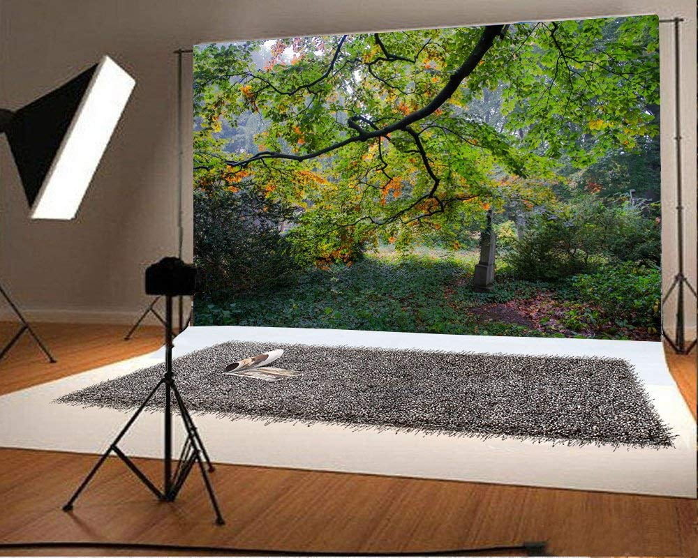 ABPHOTO Polyester 7x5ft Photography Backdrop Green Grass Field Tree ...