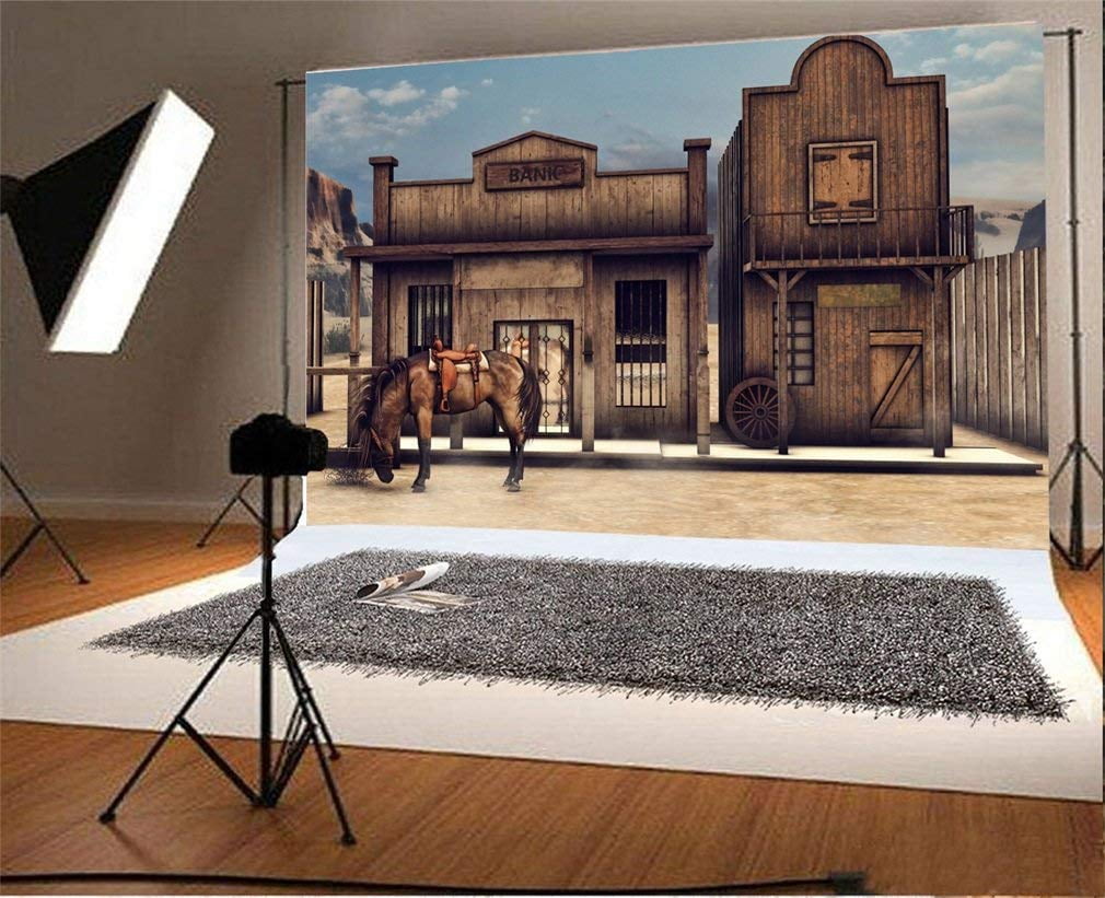 ABPHOTO Polyester 7x5ft Photography Backdrop Rural Horse Vintage Wooden Banic Scene Photo ...