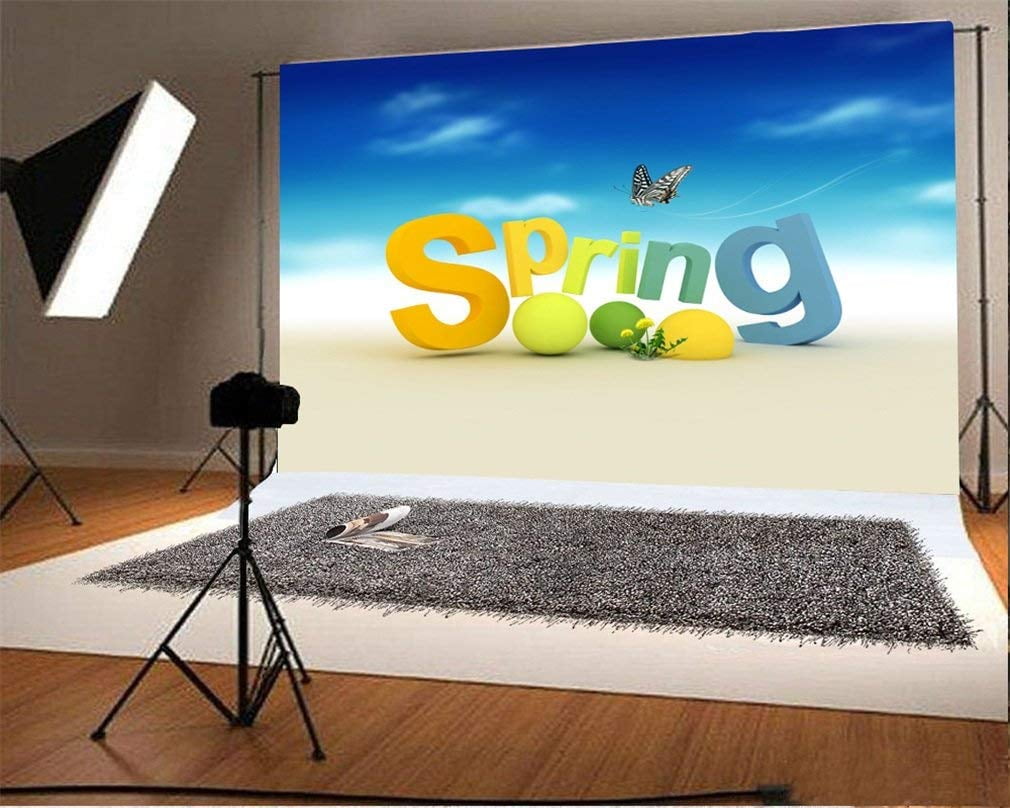 ABPHOTO Polyester 7x5ft Photography Backdrop Spring Eggs Butterfly ...