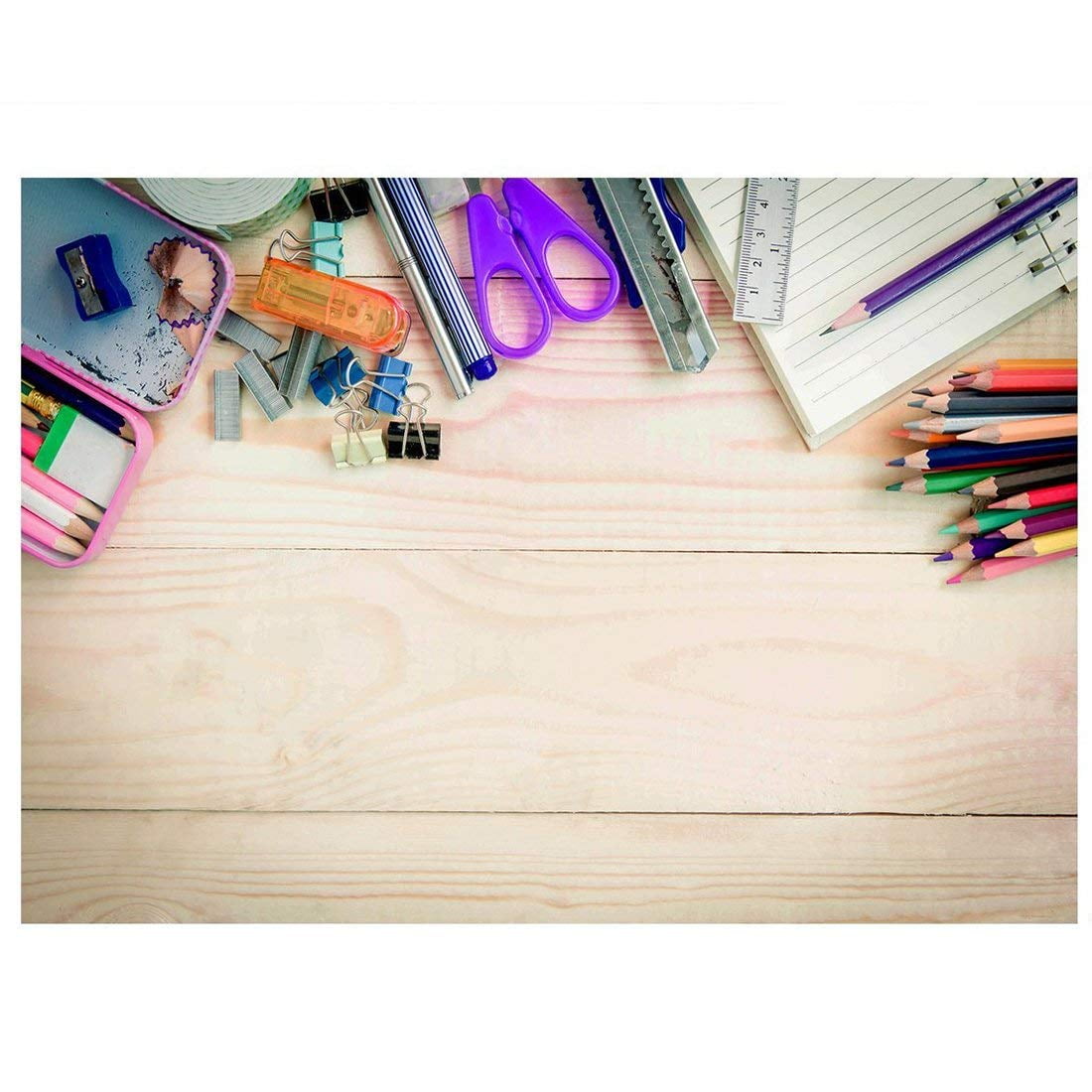 ABPHOTO Polyester 7x5ft Photography Backdrops Wood Desk Stationery Back ...