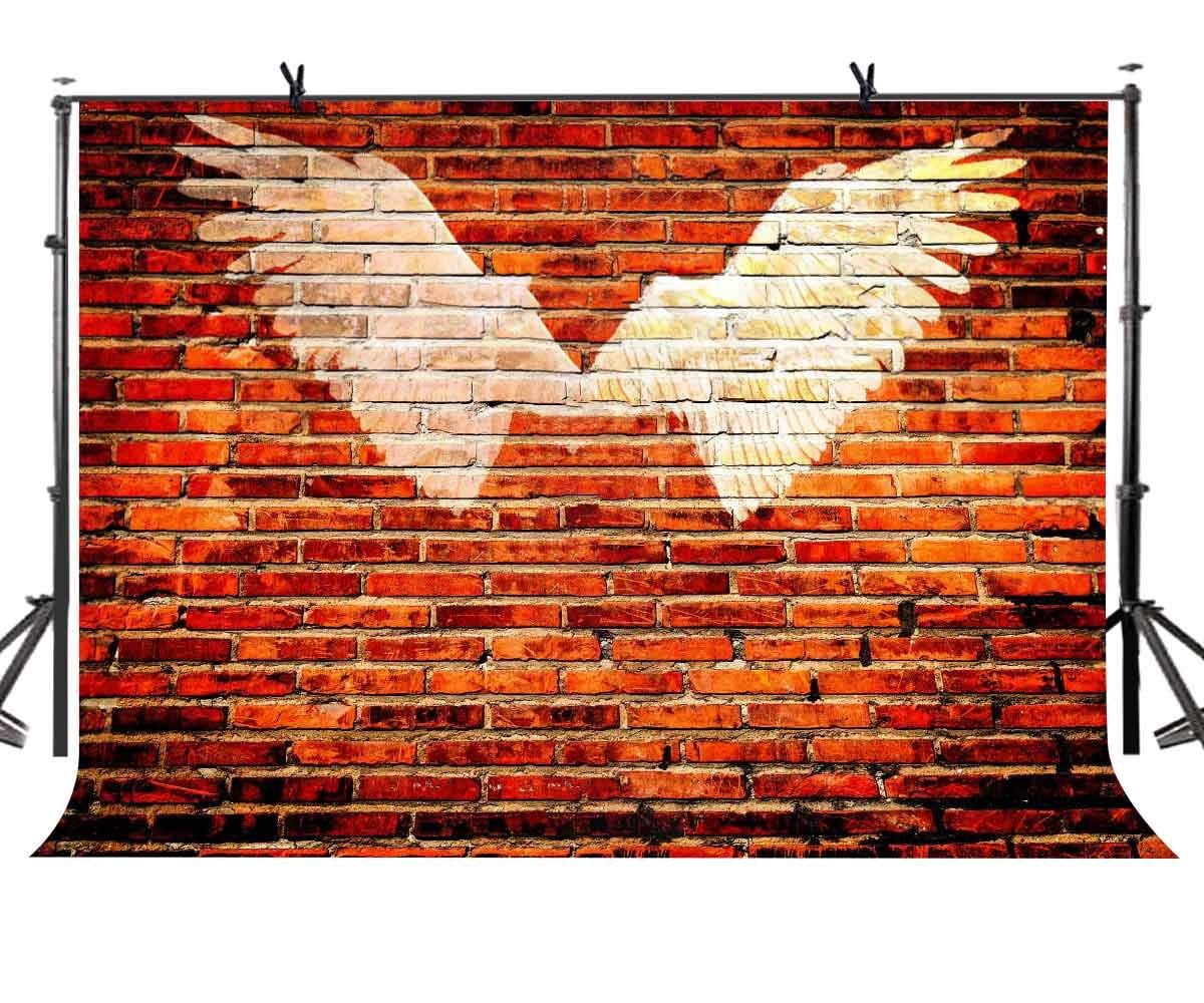 ABPHOTO Polyester 7x5ft Red Brick Wall Backdrop Opening Wings ...