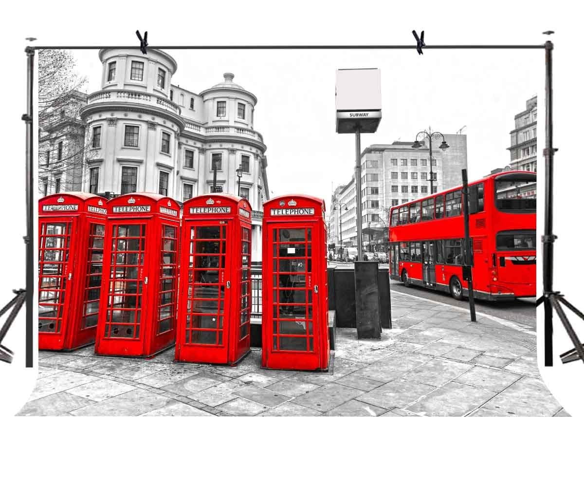 ABPHOTO Polyester 7x5ft Red Phone Booth Backdrop Retro Red Telephone ...