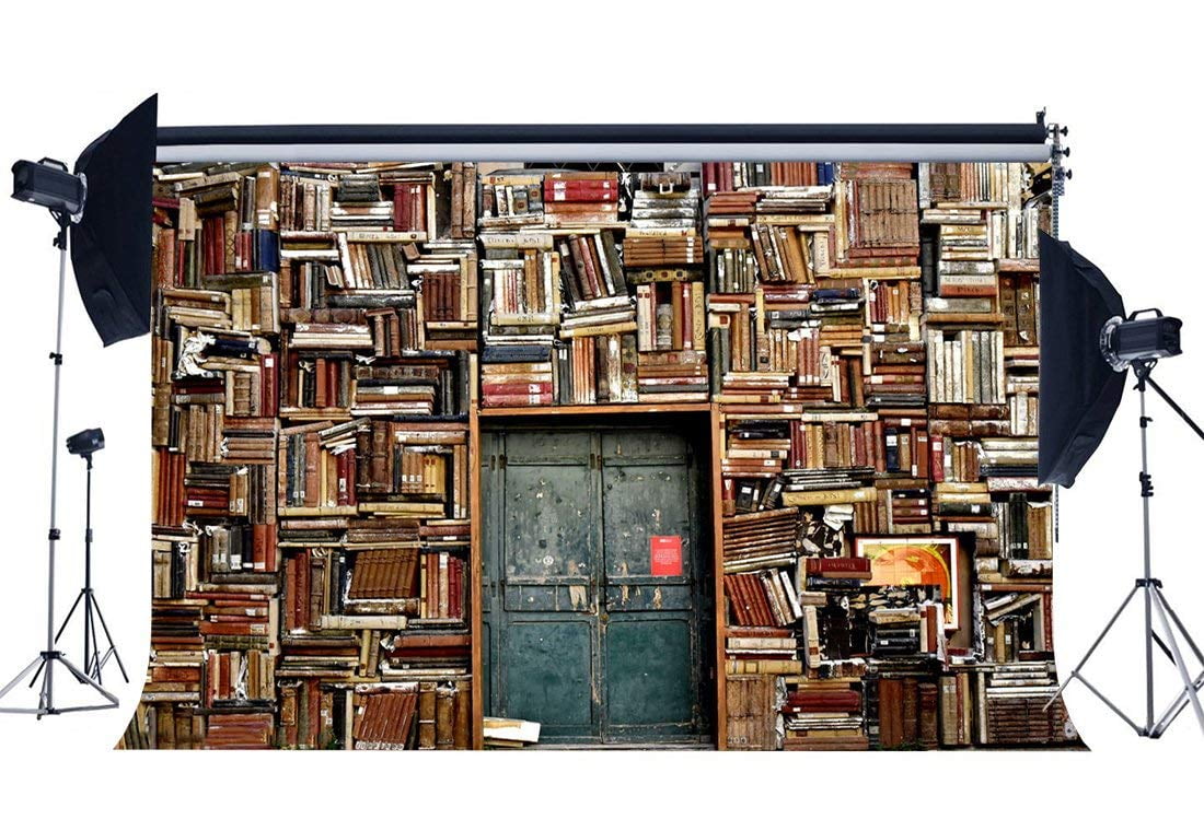 ABPHOTO Polyester 7x5ft Retro Bookshelf Backdrop Interior Study Room ...