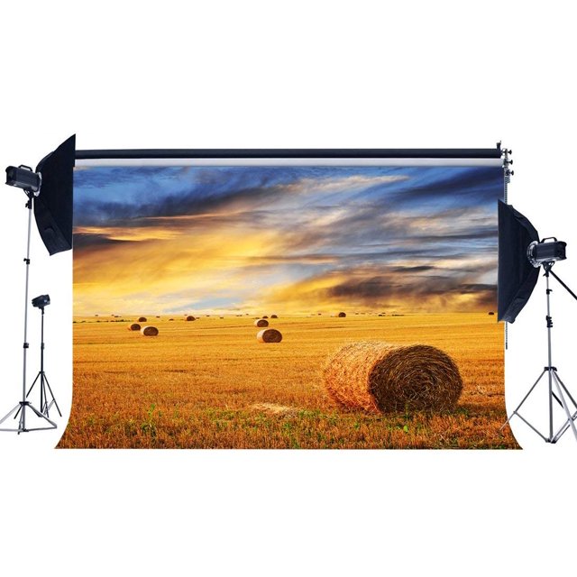 ABPHOTO Polyester 7x5ft Rustic Farmland Backdrop Straw Haystack ...