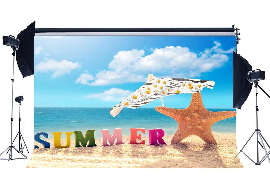 ABPHOTO Polyester 7x5ft Sand Beach Backdrop Seaside Starfish Backdrops ...