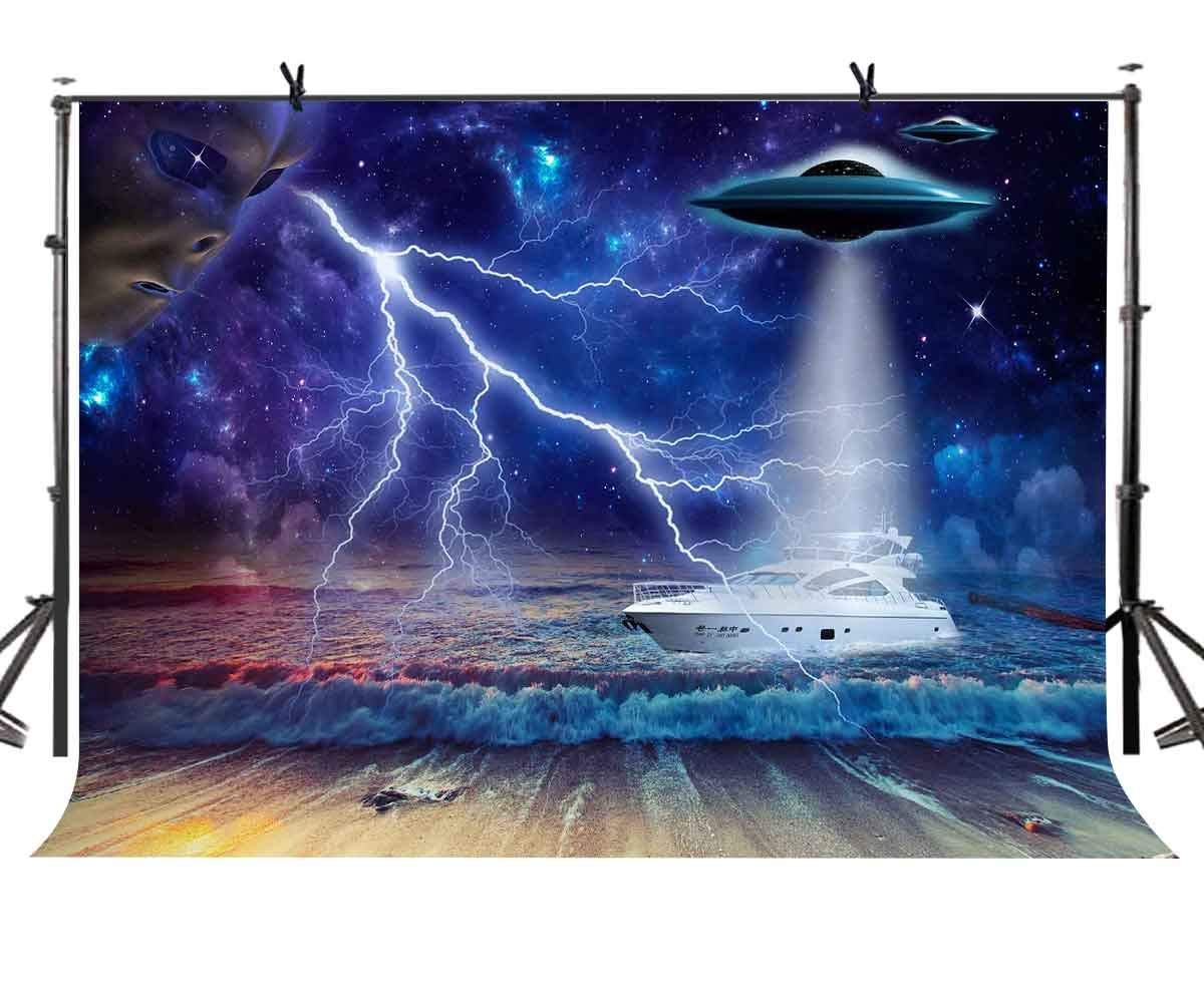 ABPHOTO Polyester 7x5ft Science Fiction Backdrop UFO Alien Science ...