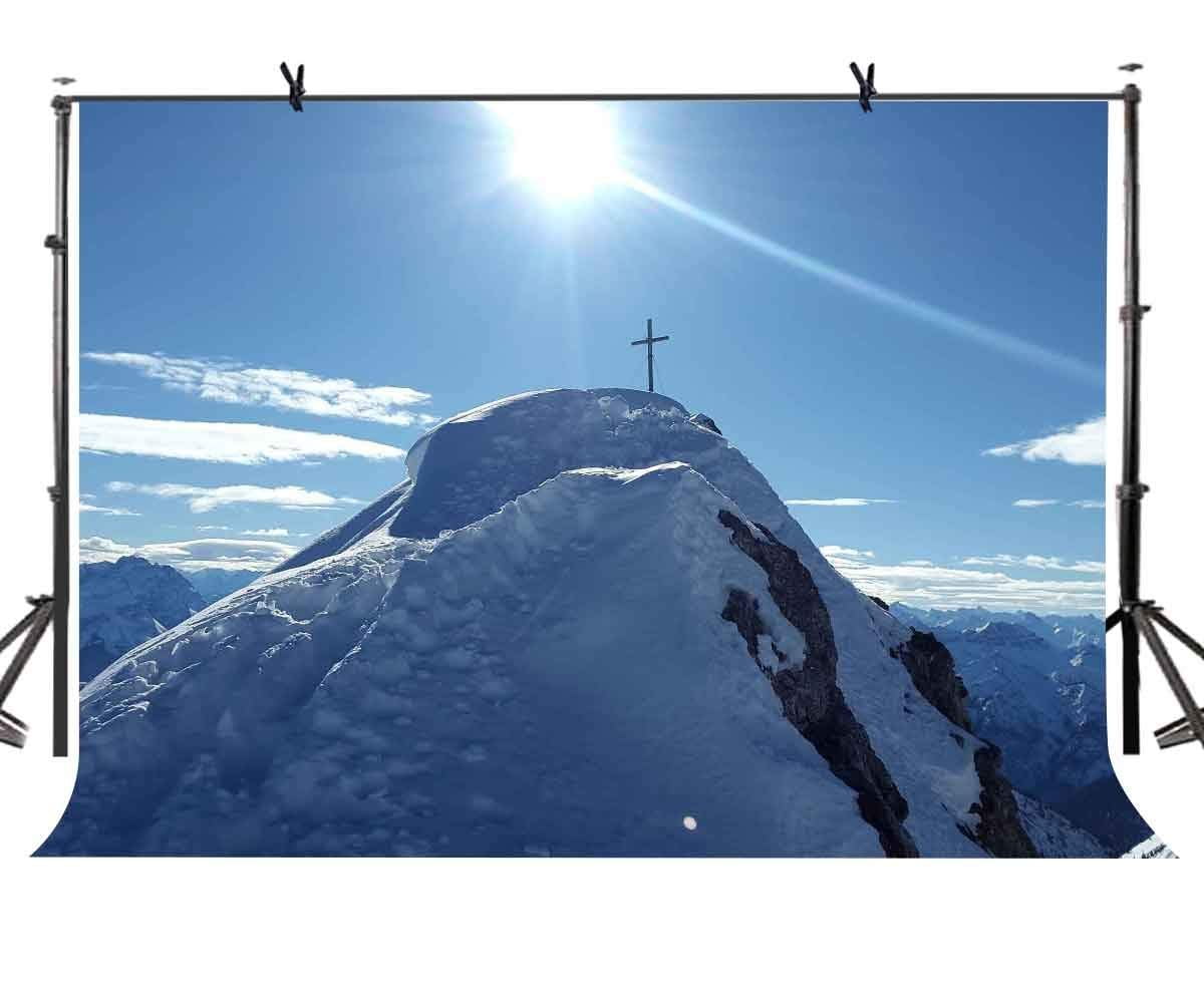 ABPHOTO Polyester 7x5ft Snow Mountain Backdrop Sun Snow Mountain ...