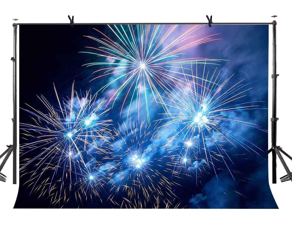 ABPHOTO Polyester 7x5ft Splendid Fireworks Backdrop Life Like Fireworks ...