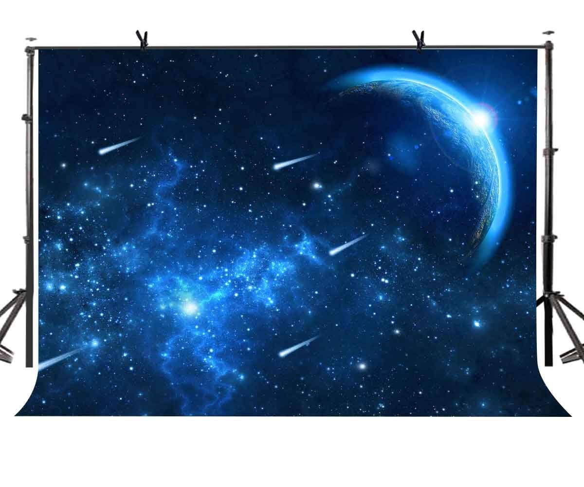 ABPHOTO Polyester 7x5ft Starry Sky Backdrop Blue Starry Sky Meteor ...