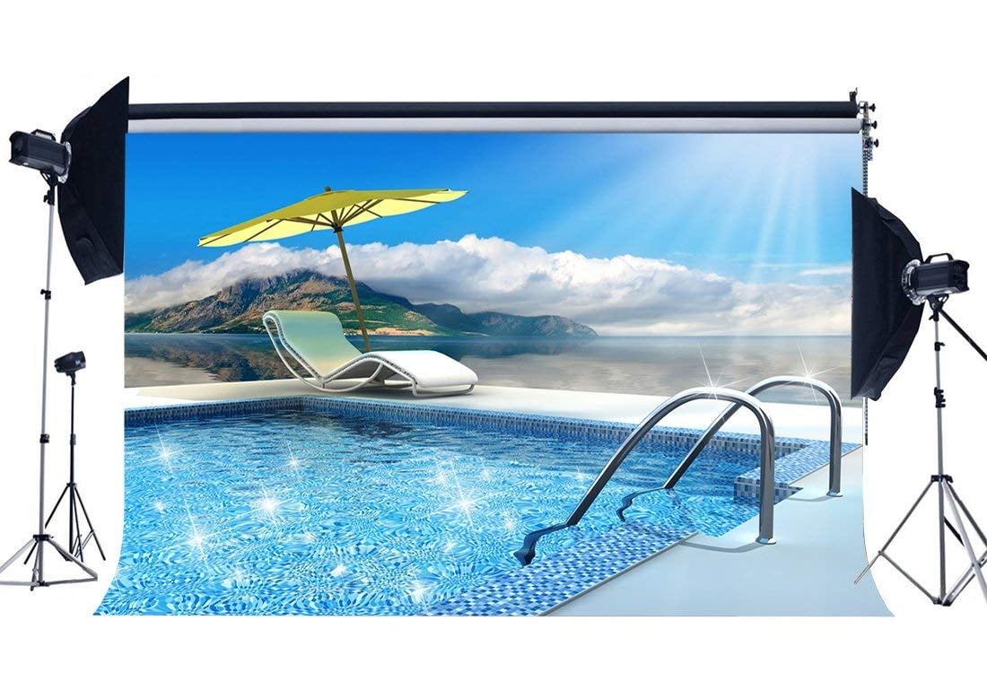 ABPHOTO Polyester 7x5ft Swimming Pool Backdrop Beach Chair Sunshade ...