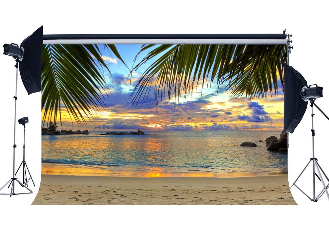 ABPHOTO Polyester 7x5ft Tropical Beach Backdrop Seaside Sand Beach ...