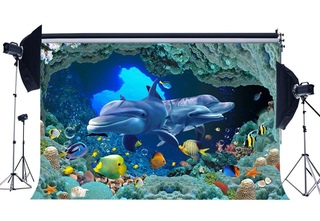 ABPHOTO Polyester 7x5ft Underwater World Backdrop Aquarium Backdrops ...
