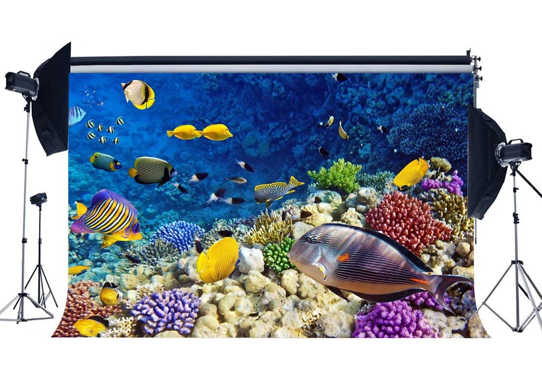 ABPHOTO Polyester 7x5ft Underwater World Backdrop Aquarium Backdrops ...