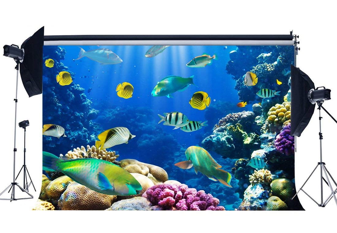 ABPHOTO Polyester 7x5ft Underwater World Backdrop Aquarium Fancy Corals ...