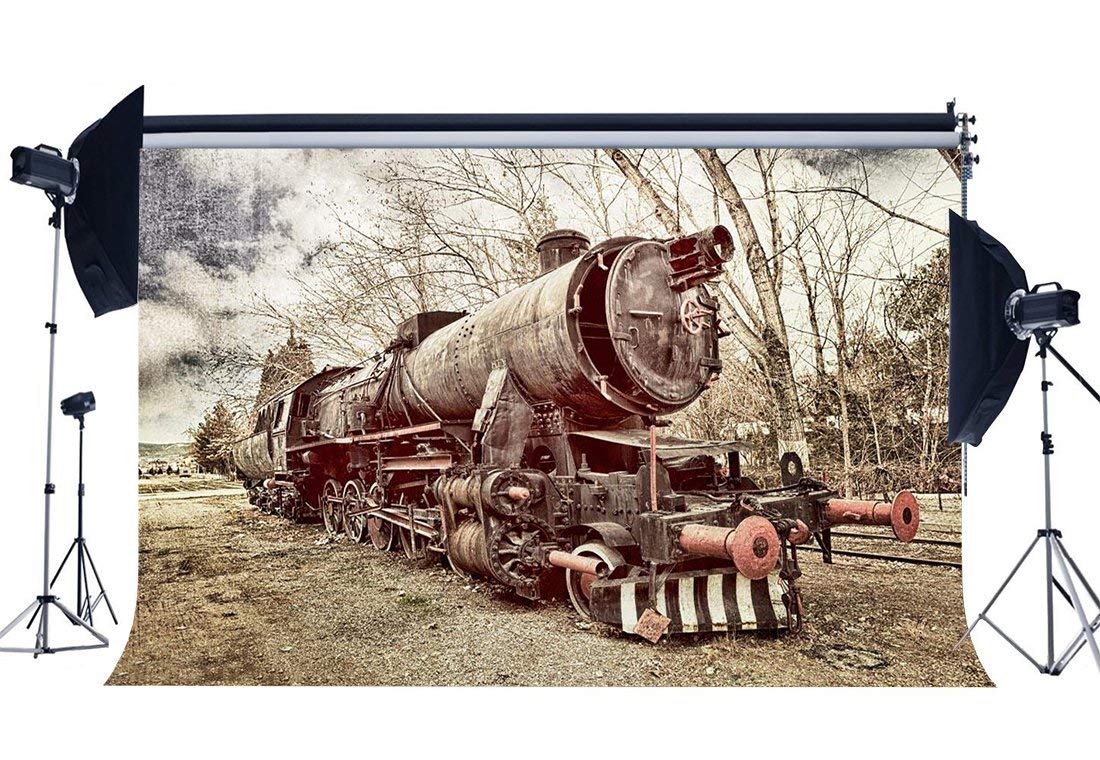 ABPHOTO Polyester 7x5ft Vintage Ruined Old Train Backdrop Steam ...
