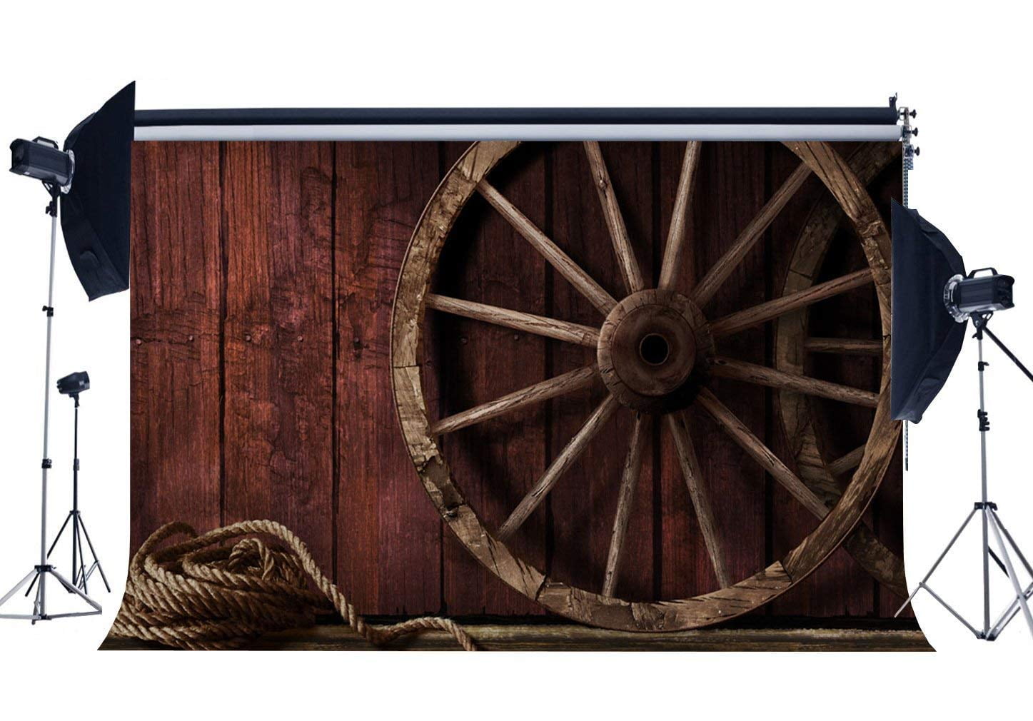 ABPHOTO Polyester 7x5ft Vintage Wood Wheel Backdrop Old Barn Backdrops ...