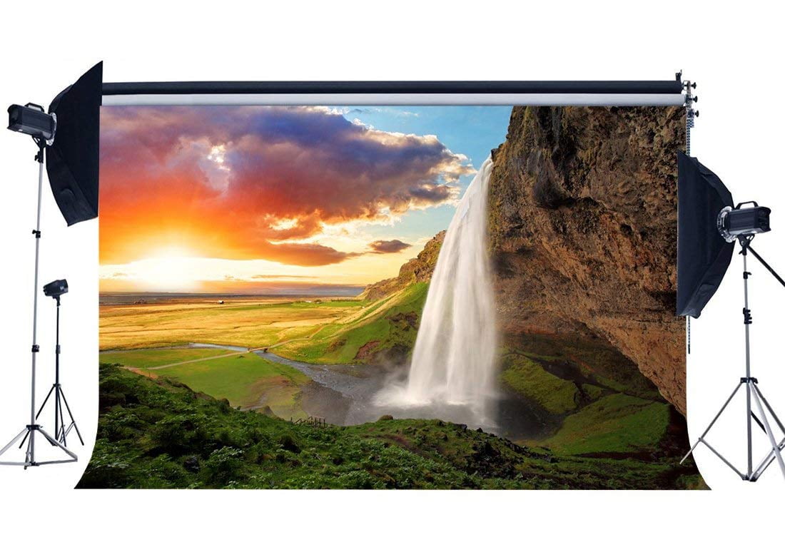 ABPHOTO Polyester 7x5ft Waterfall Backdrop Cascade Nature Landscape ...