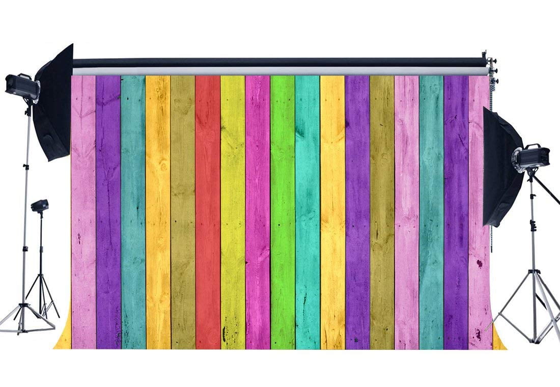 ABPHOTO Polyester 7x5ft Wood Backdrop Shabby Multicolor Painted Stripes ...