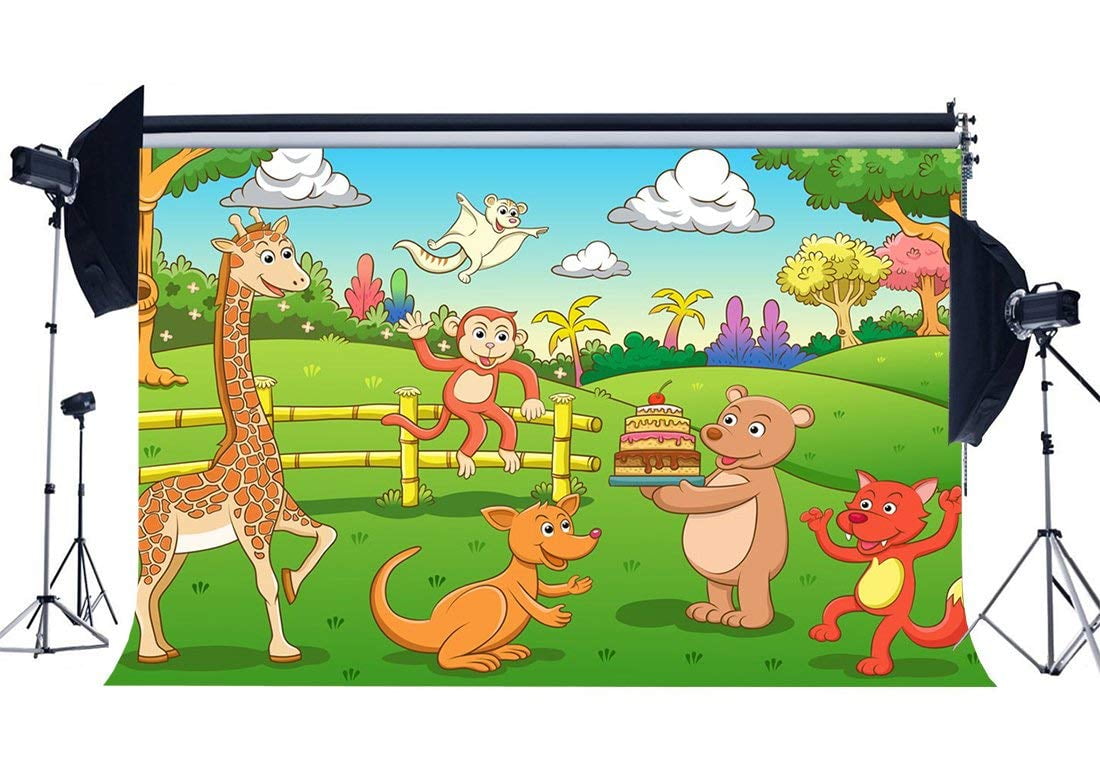 ABPHOTO Polyester 7x5ft Zoo Park Backdrop Animals World Backdrops Cake ...