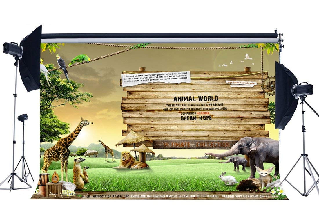 ABPHOTO Polyester 7x5ft Zoo Park Backdrop Animals World Backdrops Zebra ...