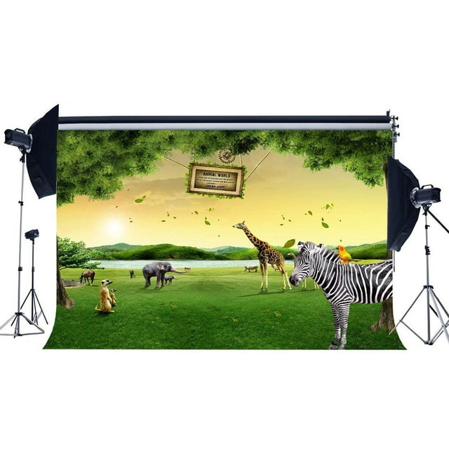 ABPHOTO Polyester 7x5ft Zoo Park Backdrop Animals World Backdrops Zebra ...