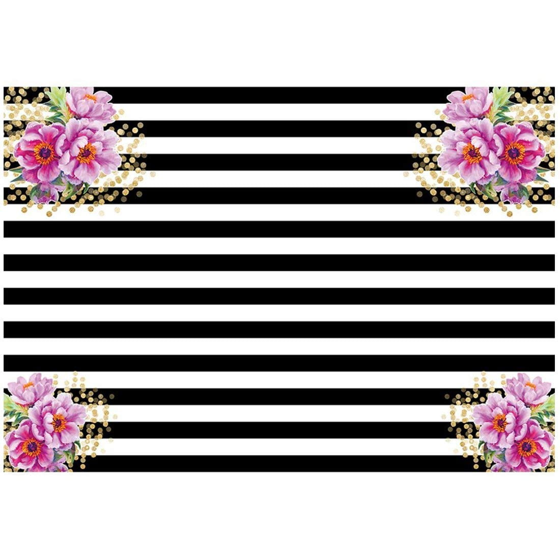 ABPHOTO Polyester 7x5ft photography backdrops Black and white stripe ...