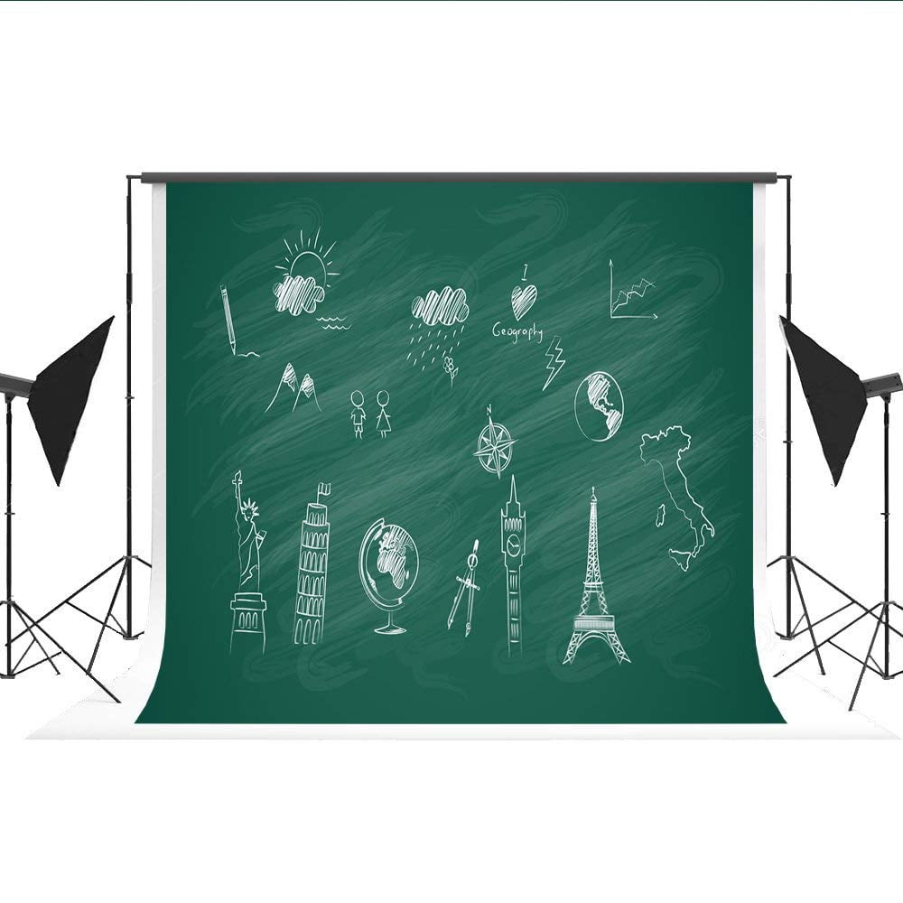 ABPHOTO Polyester Back to School Theme Photo Backdrop Pastel Blackboard ...