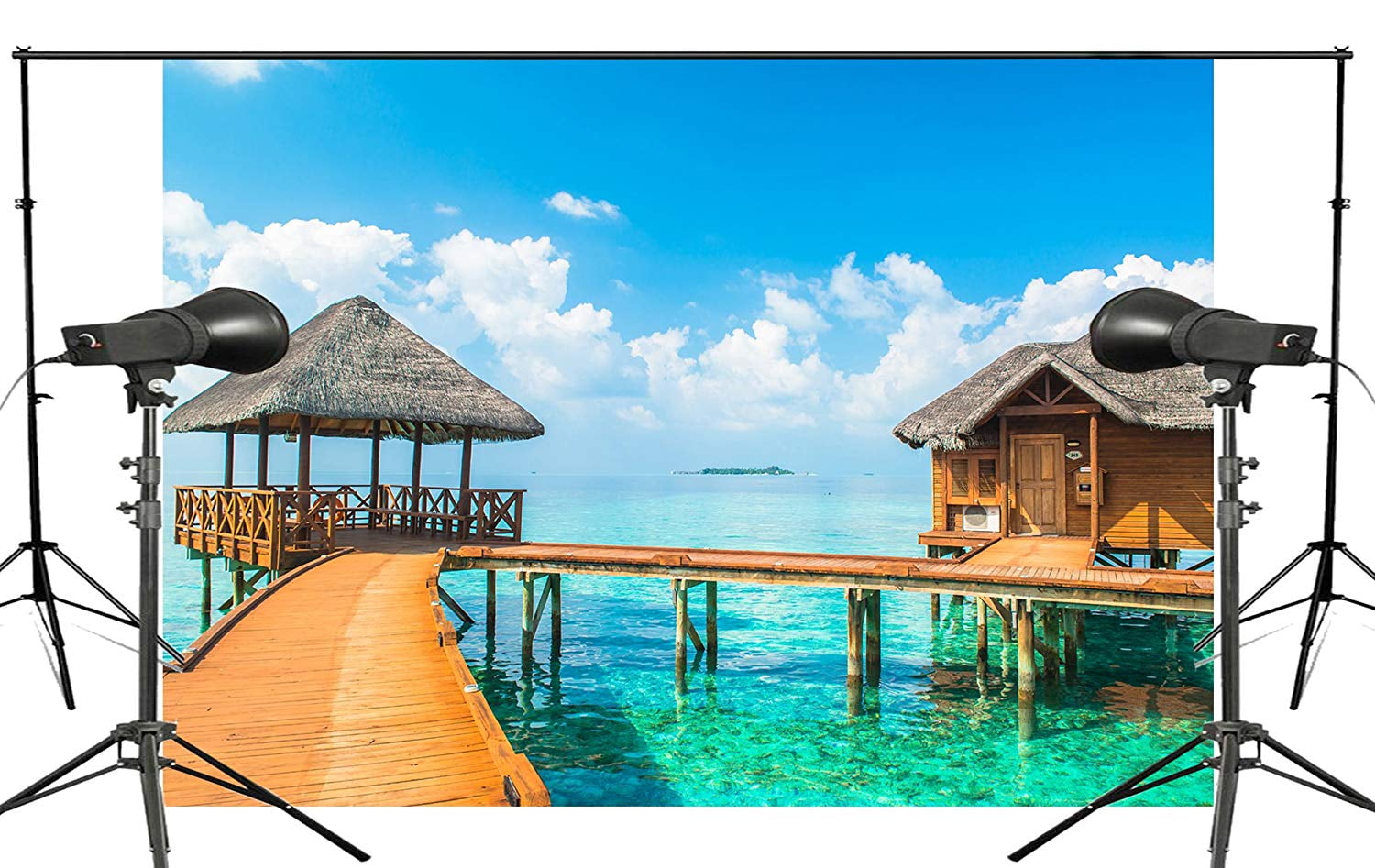 ABPHOTO Polyester Beautiful Blue Sea Background Vacation Hotel Natural ...