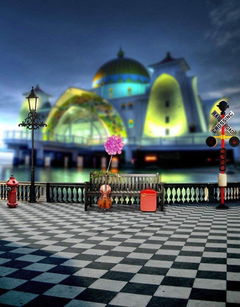 ABPHOTO Polyester Black and White Latticed Checked Floor Print Indoor ...