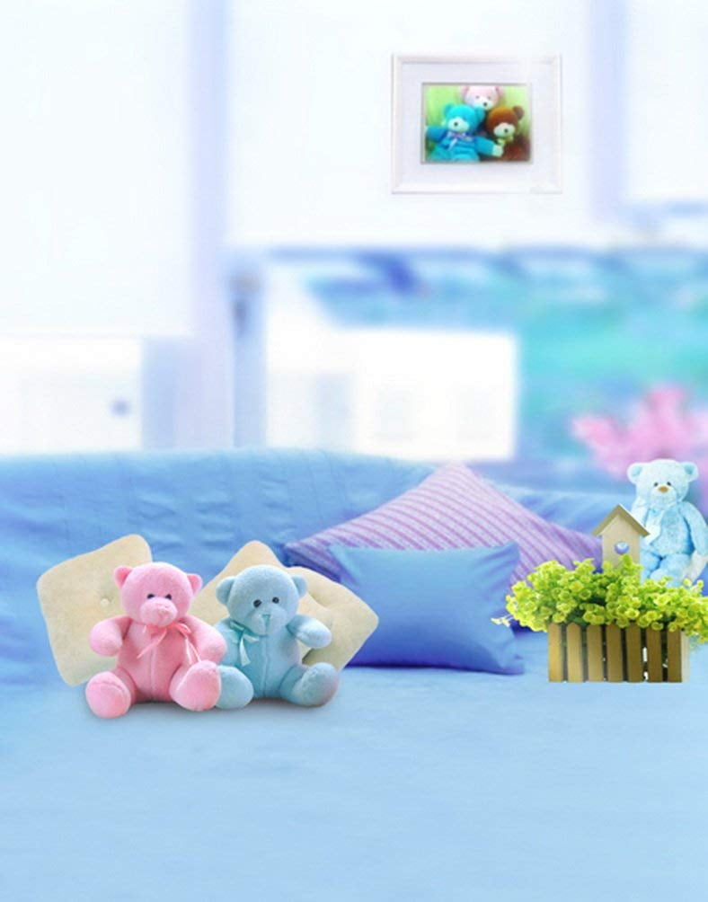 ABPHOTO Polyester Blue Bedroom Cartoon Bears Photography Backdrops ...