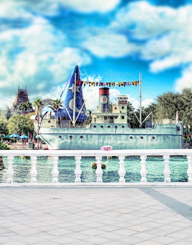 ABPHOTO Polyester Blue Sky Boat Photography Backdrops Photo Props ...