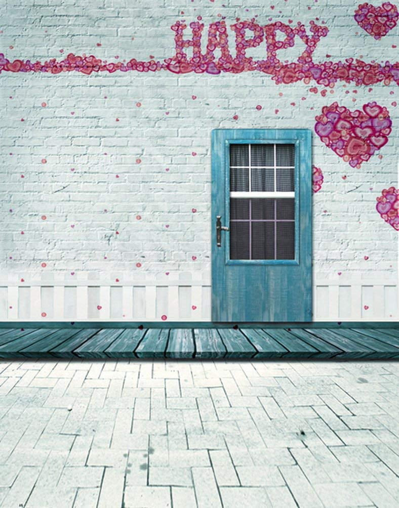 ABPHOTO Polyester Brick Floor House Red Rose Flower Happy Photography ...