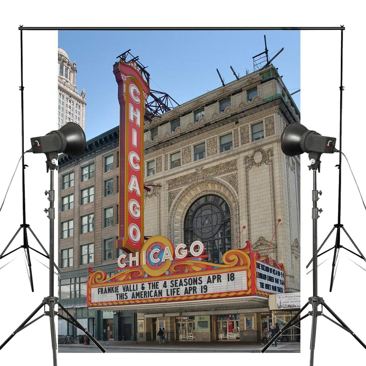 ABPHOTO Polyester Chicago Theatre Wallpaper Photography Background ...