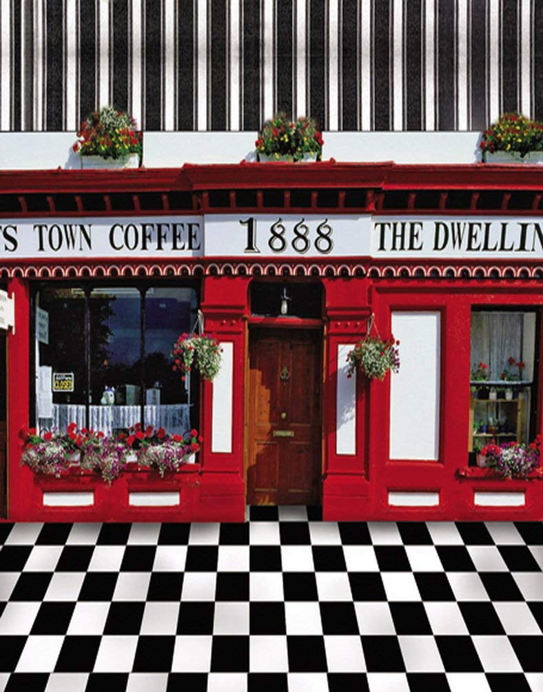 ABPHOTO Polyester Coffee Shop Photography Backdrops Photo Props Studio ...