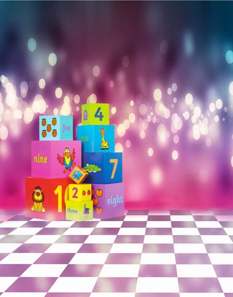 ABPHOTO Polyester Cube Cartoon Numbers Photography Backdrops Photo ...