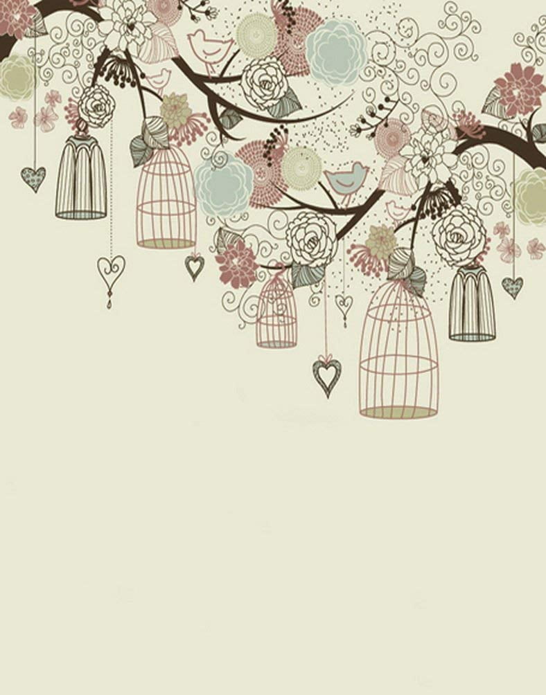 ABPHOTO Polyester Flowers Tree Bird Cage Photography Backdrops Photo ...